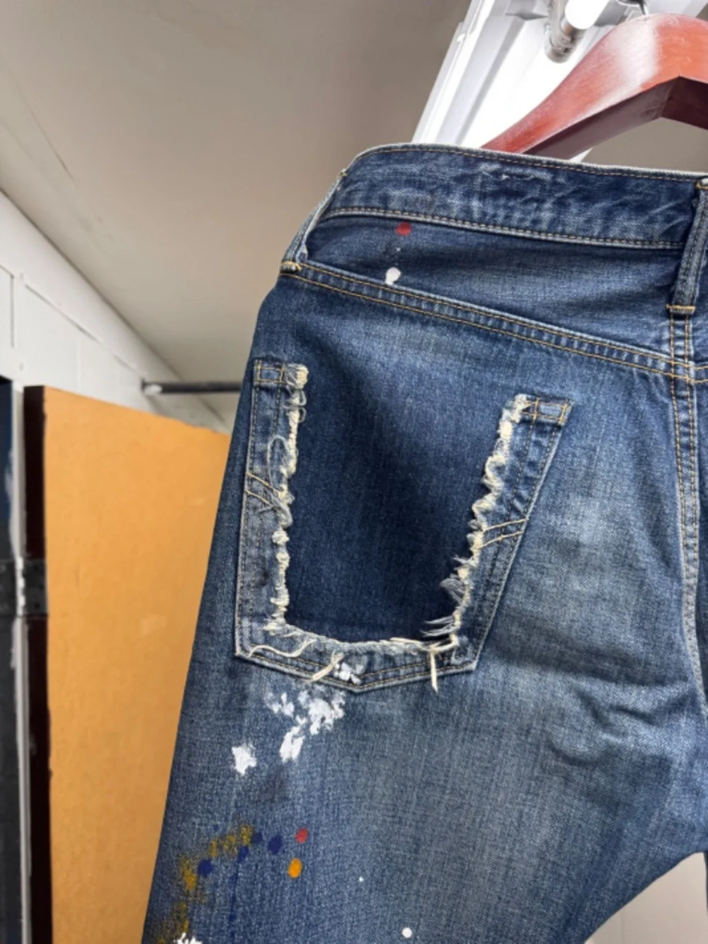 Edwin | Jeans | Edwin Denim Paint Splatter Distressed Tapered Jeans ...